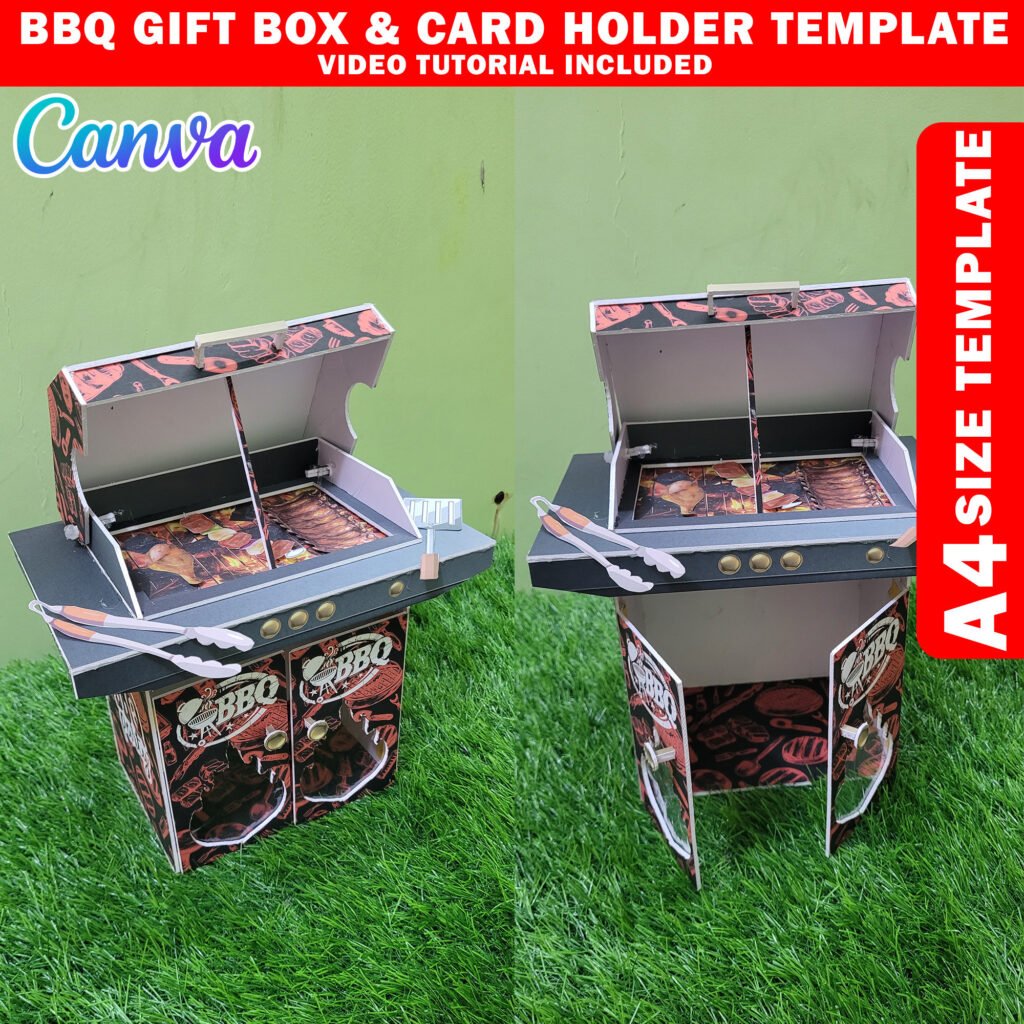 BBQ Grill Gift Box A Gift Card Holder Design Template