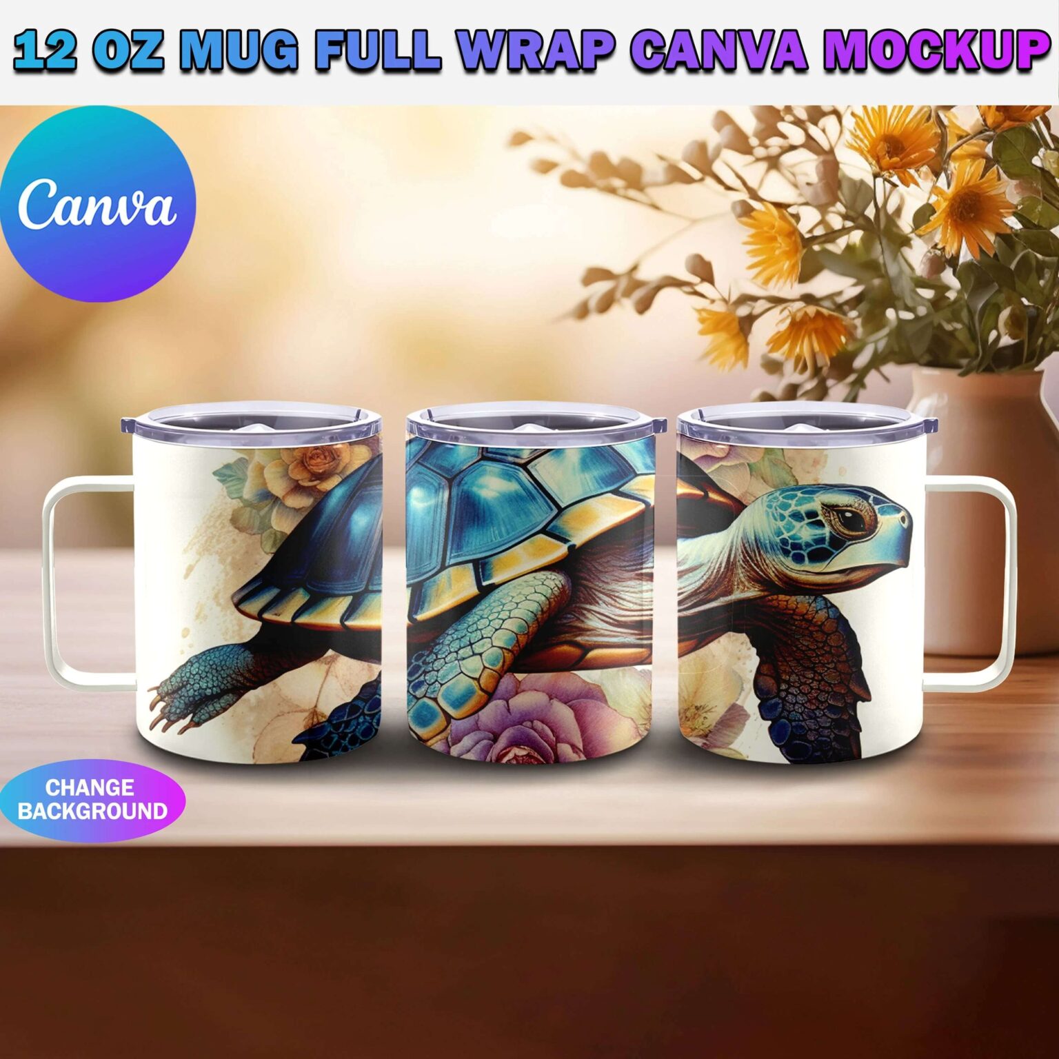 Canva Frame 12oz Mug Full Wrap Mockup
