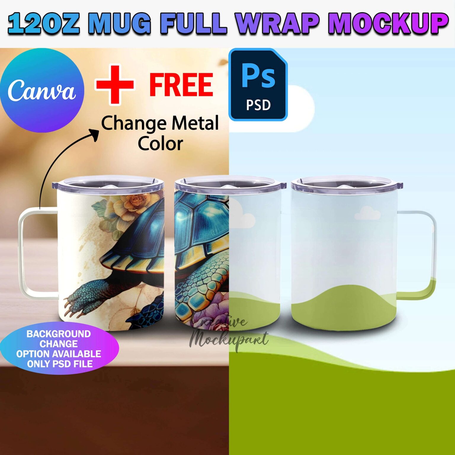 Canva Frame 12oz Mug Full Wrap Mockup
