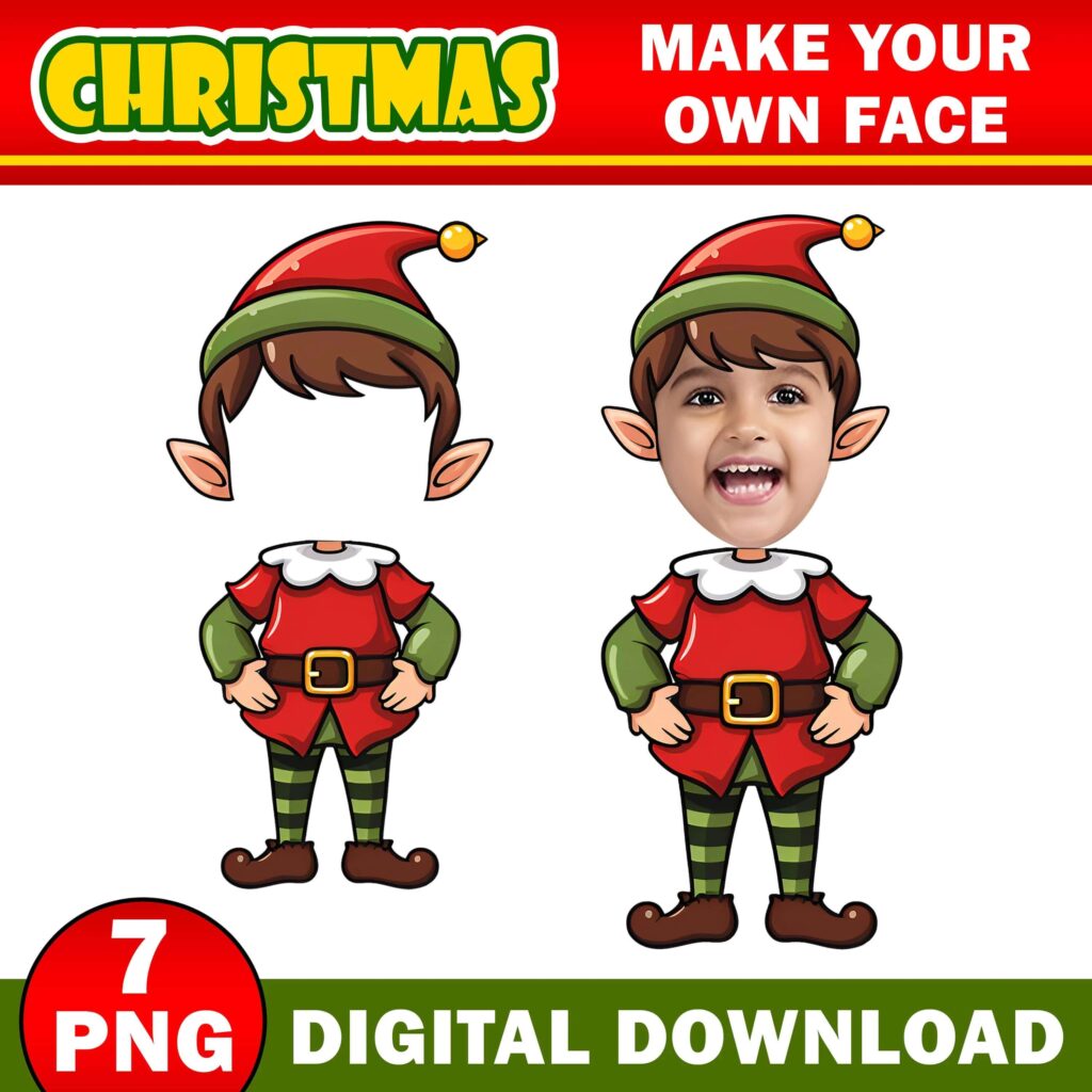 7 Christmas Add Your Own Photo Picture PNG Bundle