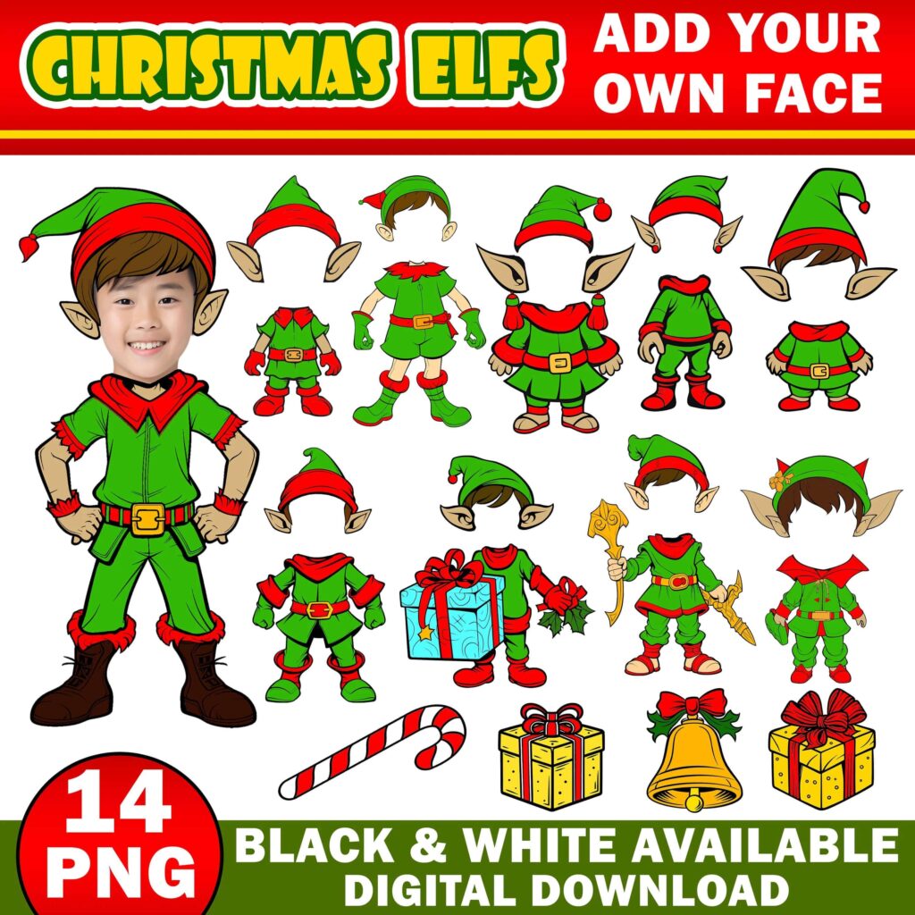 14 Christmas Add Your Own Photo Picture PNG Special Elf Bundle
