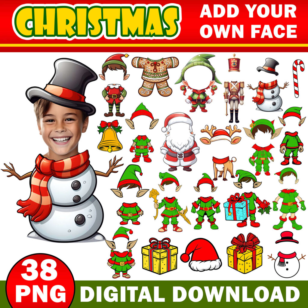 38 Christmas Add your Own Photo Picture PNG MEGA Bundle