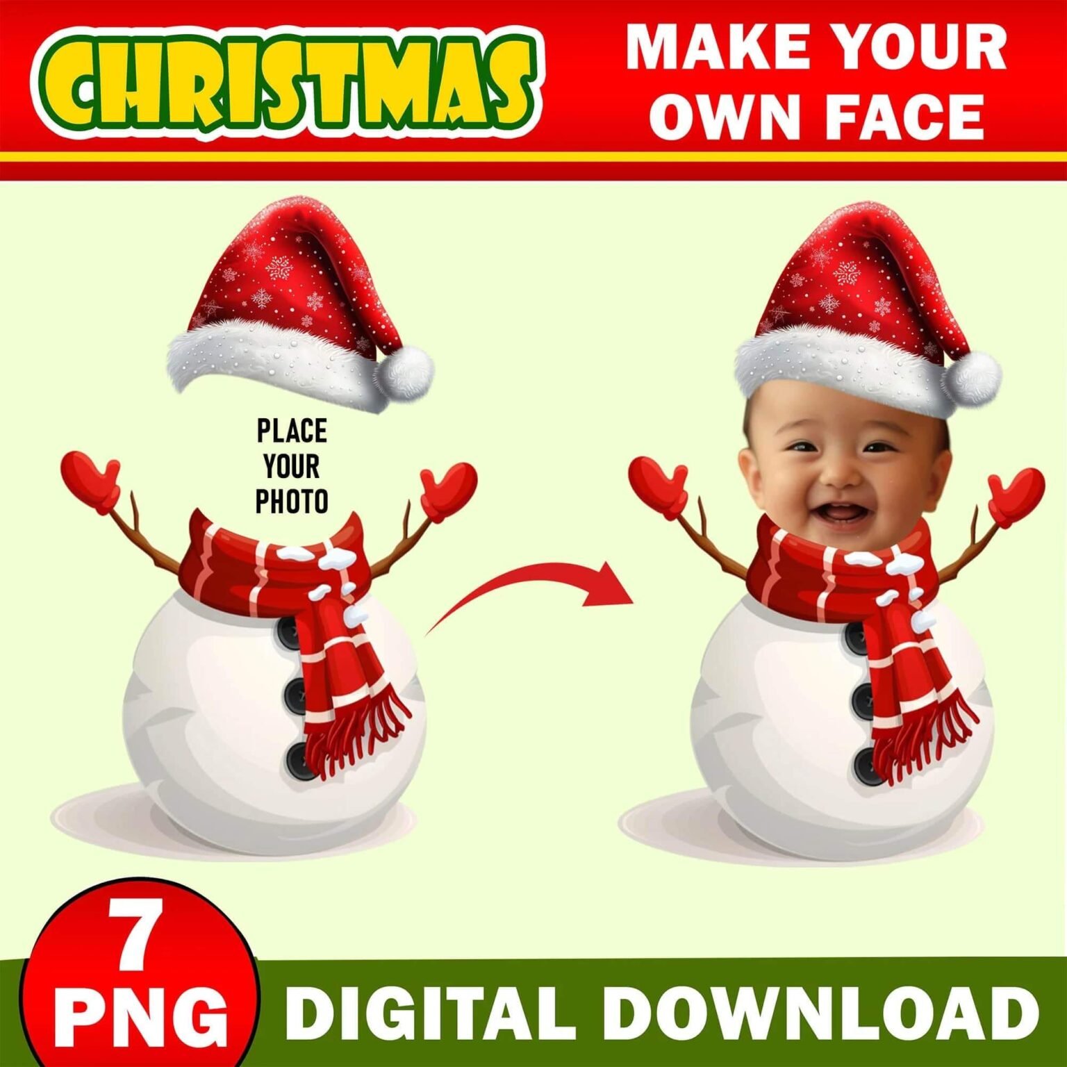 Christmas Snowman Add Your Own Photo Picture PNG Bundle