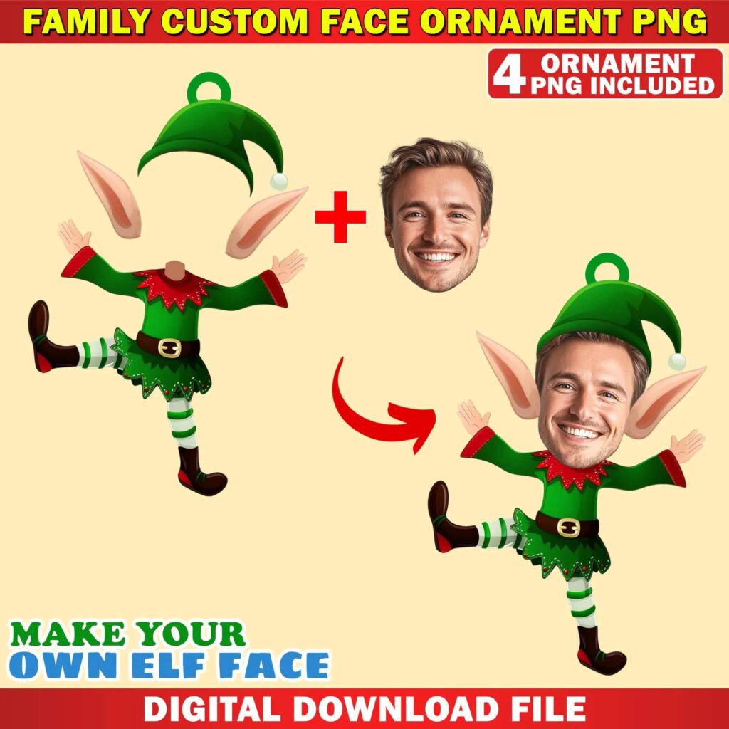 Christmas Add Your Own Personalized Family Funny Elf Photo Ornament