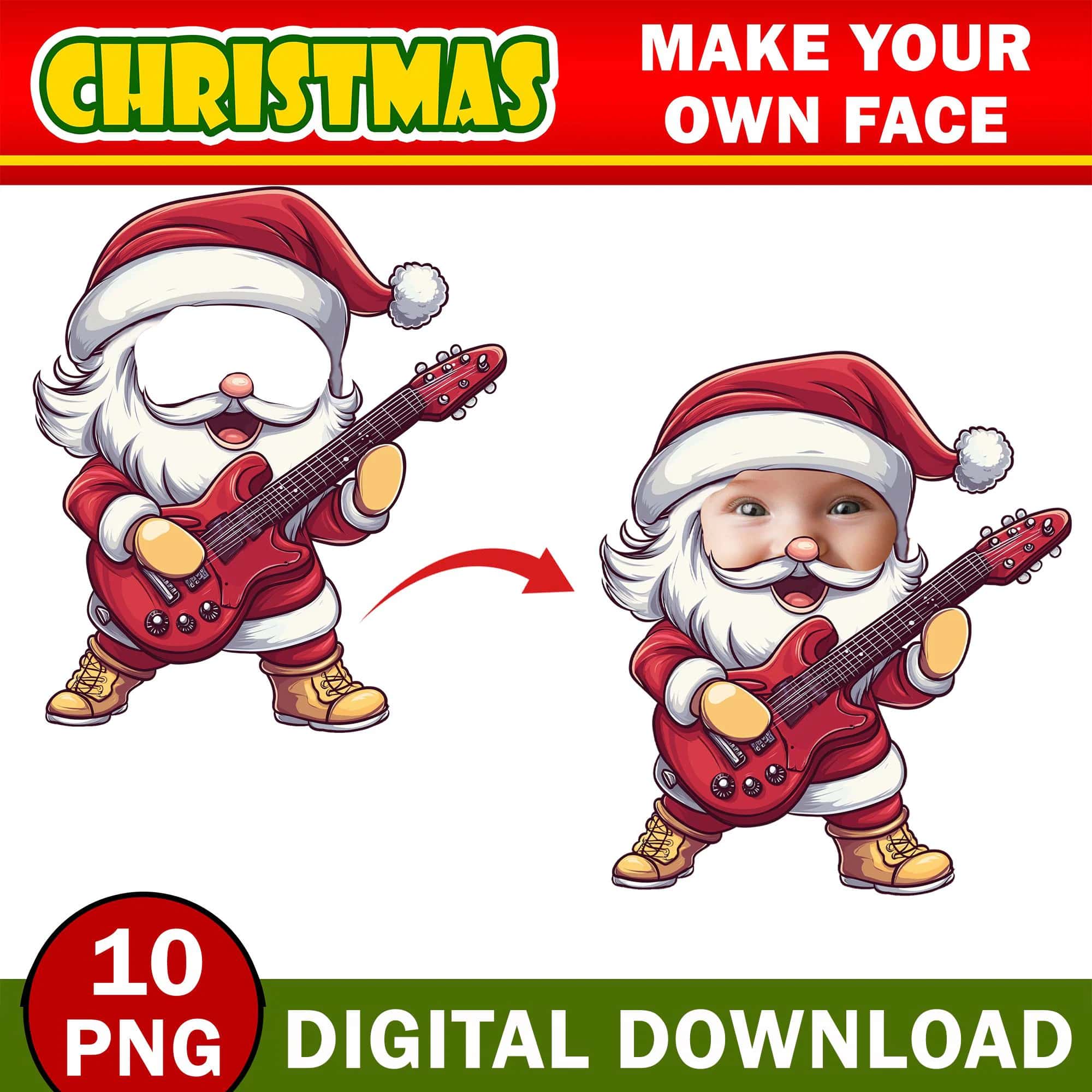 10x Christmas Add Your Own Santa Photo Face