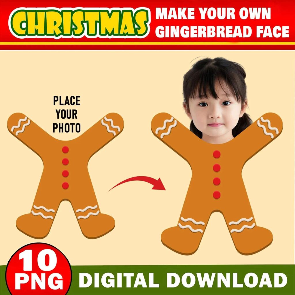 DIY Gingerbread Yourself PNG Christmas Add Your Own Picture