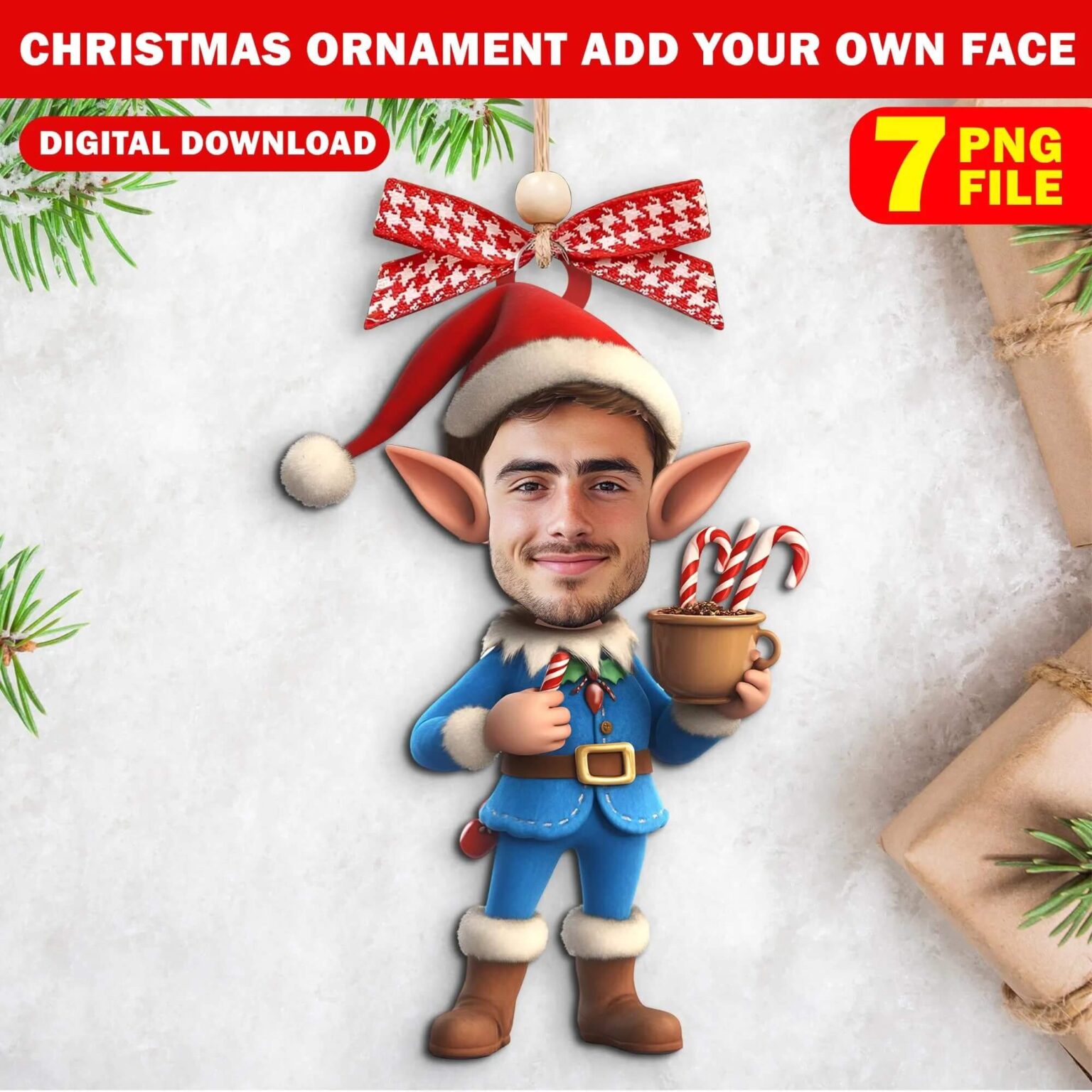 Christmas Add Your Own Custom Photo Face Ornament