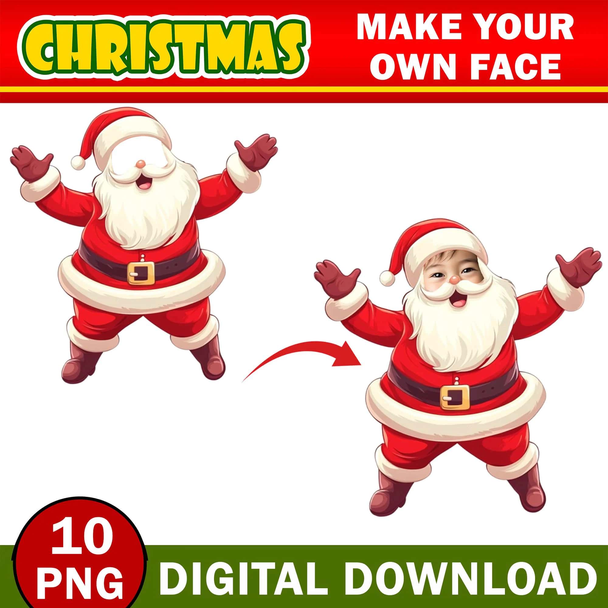 10x Christmas Add Your Own Santa Photo Face